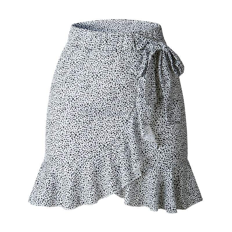 Jupe Léopard Courte Asymétrique Blanche | Miss Léopard